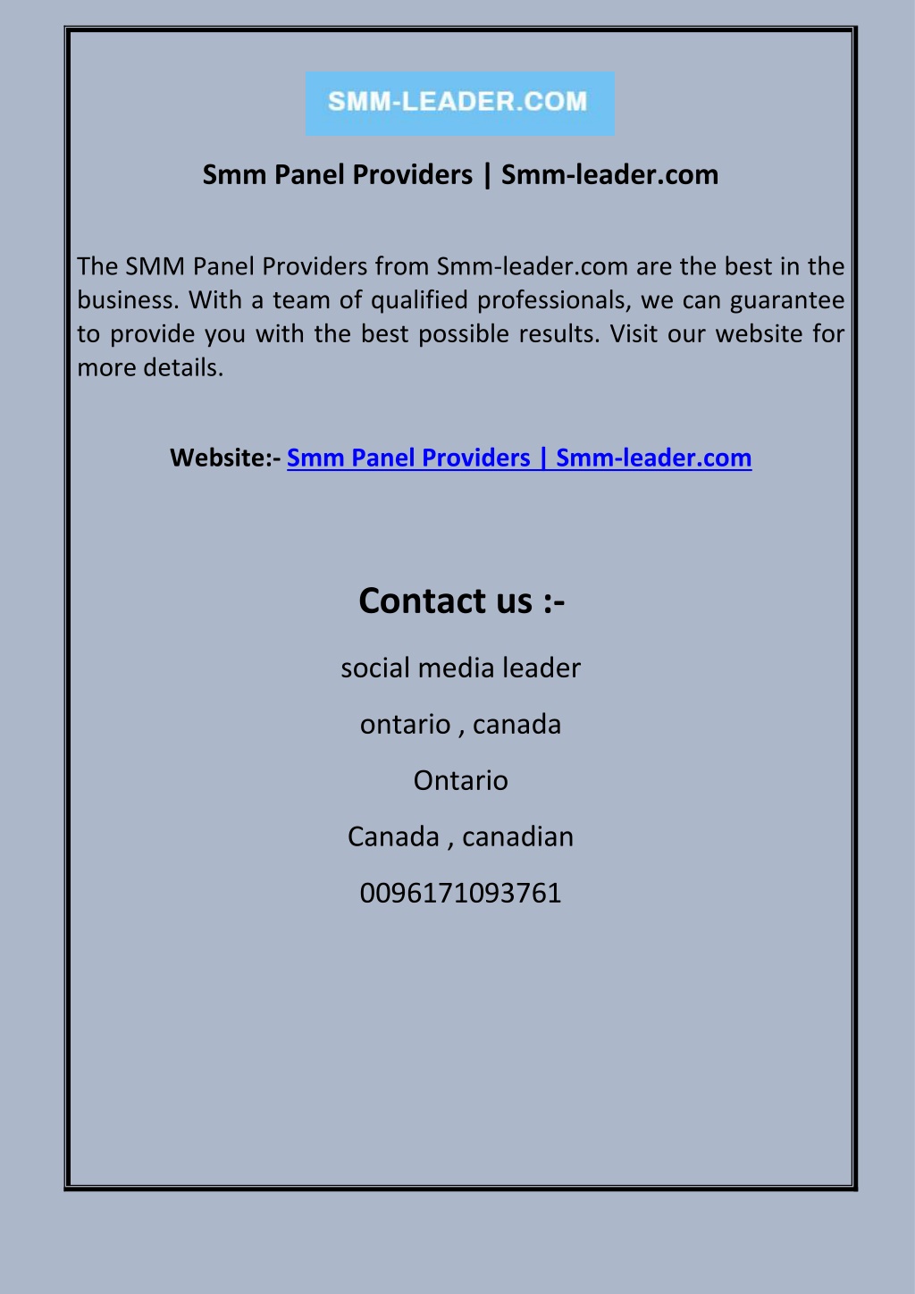 PPT - Smm Panel Providers | Smm-leader.com PowerPoint Presentation ...