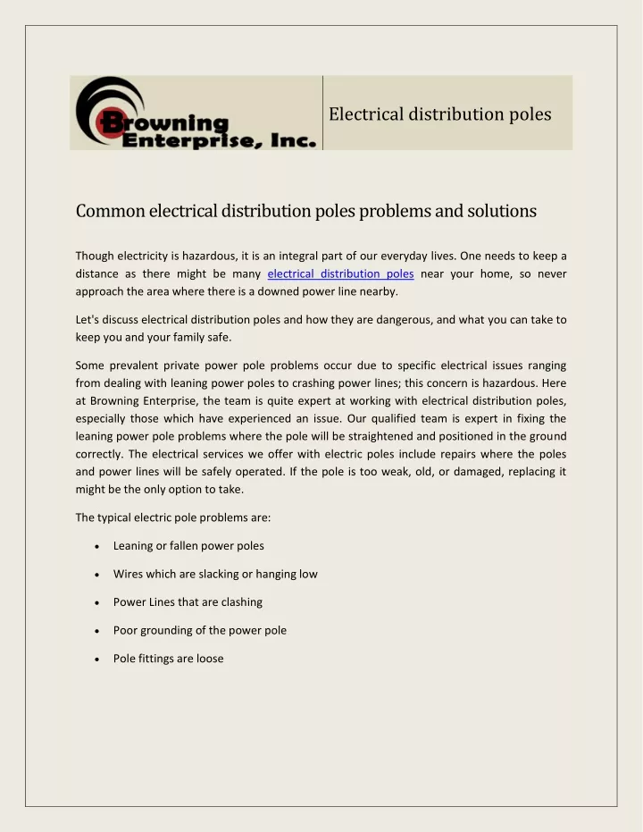 PPT - Electrical distribution poles PowerPoint Presentation, free ...