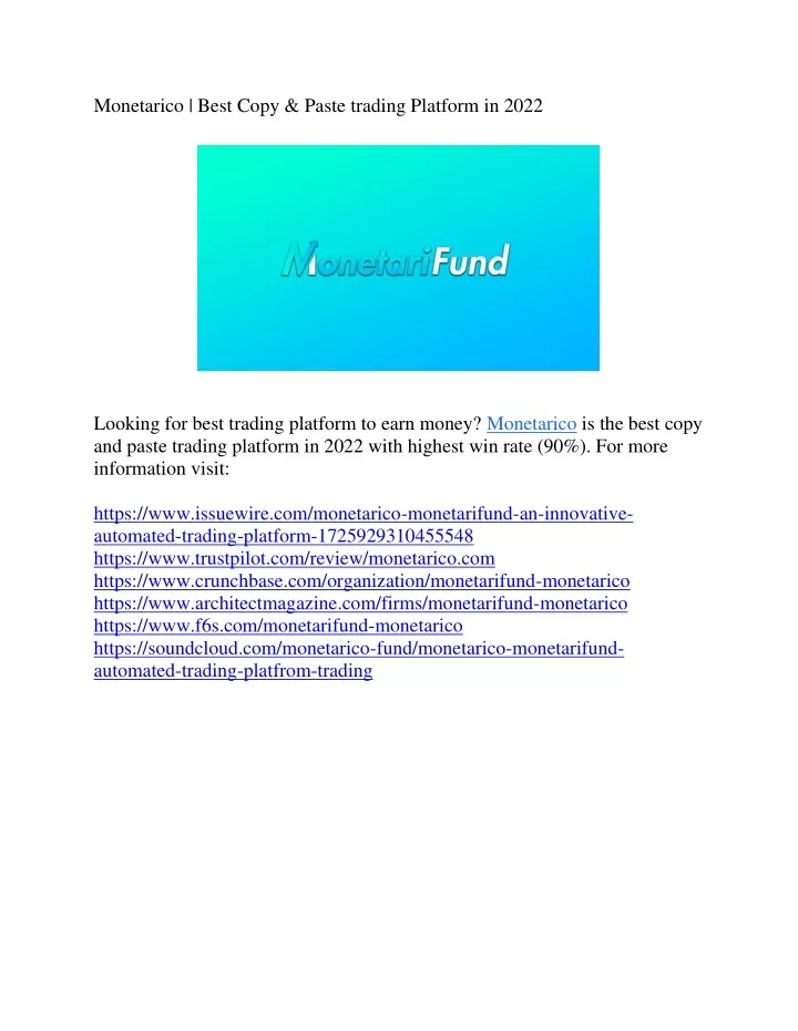 PPT - Monetarico- Best Copy & Paste trading Platform in 2022 PowerPoint ... PPT - Monetarico- Best Copy & Paste trading Platform in 2022 PowerPoint ...