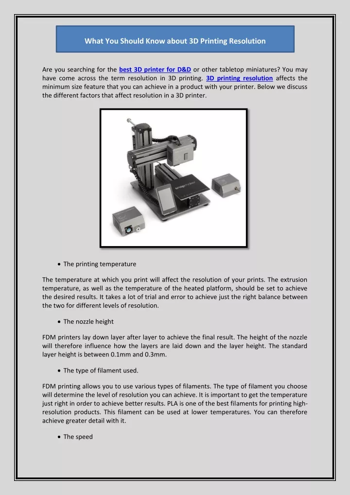PPT - What You Should Know about 3D Printing Resolution PowerPoint ...