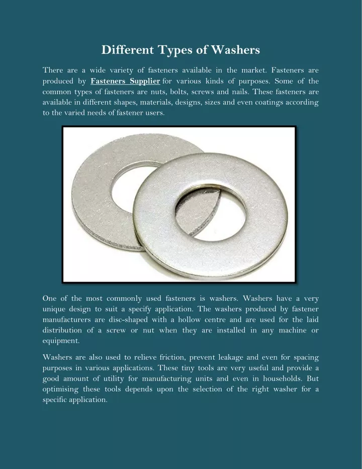 PPT - Different Types of Washers PowerPoint Presentation, free download ...