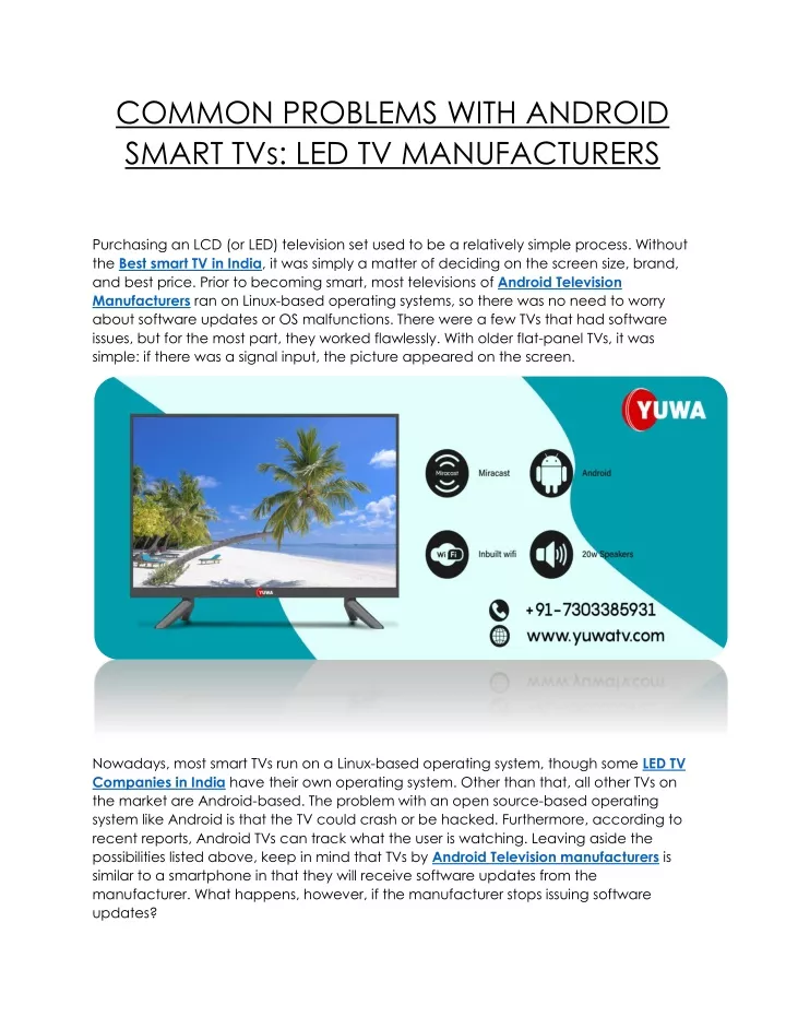 PPT - COMMON PROBLEMS WITH ANDROID SMART TVs LED TV MANUFACTURERS ...