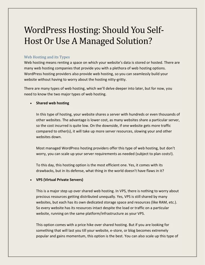 PPT - Detailed Comparison of Self vs Managed WordPress hosting PowerPoint Presentation - ID:11299226
