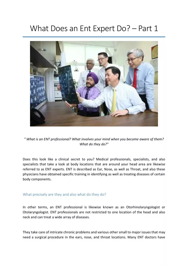 PPT - What Does an Ent Expert Do – Part 1 PowerPoint Presentation, free ...