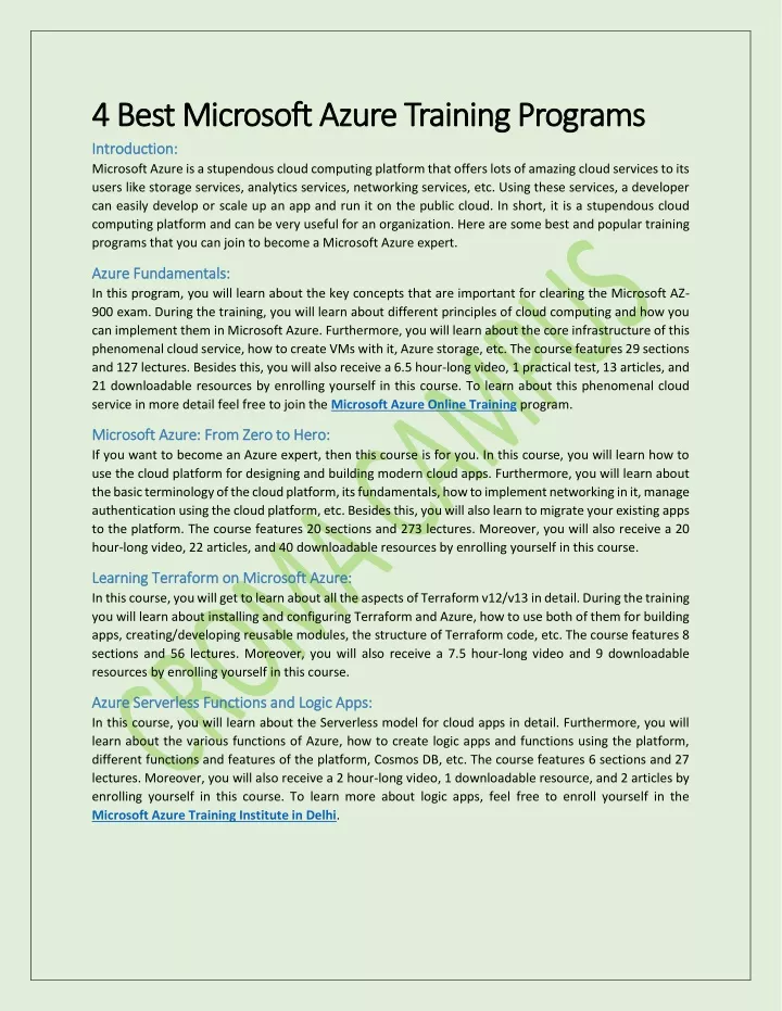 PPT - 4 Best Microsoft Azure Training Programs PowerPoint Presentation ...