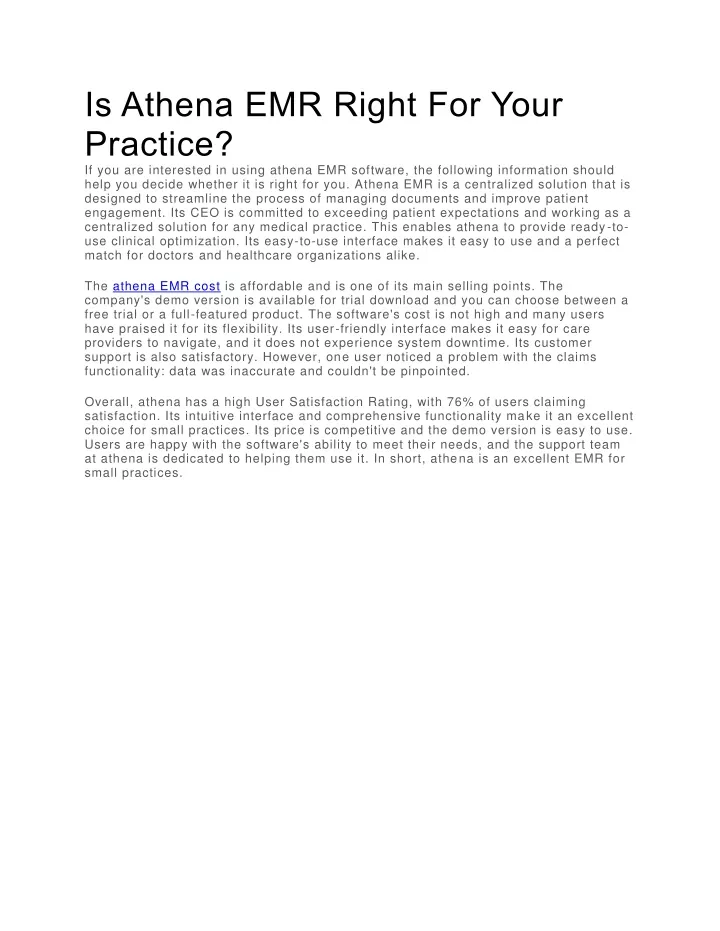 PPT - Is Athena EMR Right For Your Practice PowerPoint Presentation ...