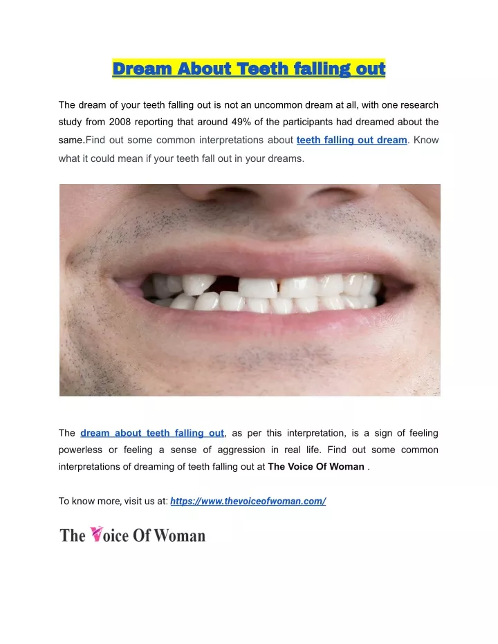 PPT - Dream About Teeth falling out PowerPoint Presentation, free ...