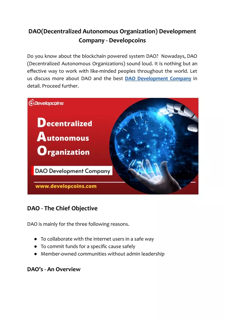 PPT - DAO(Decentralized Autonomous Organization) Development Company ...