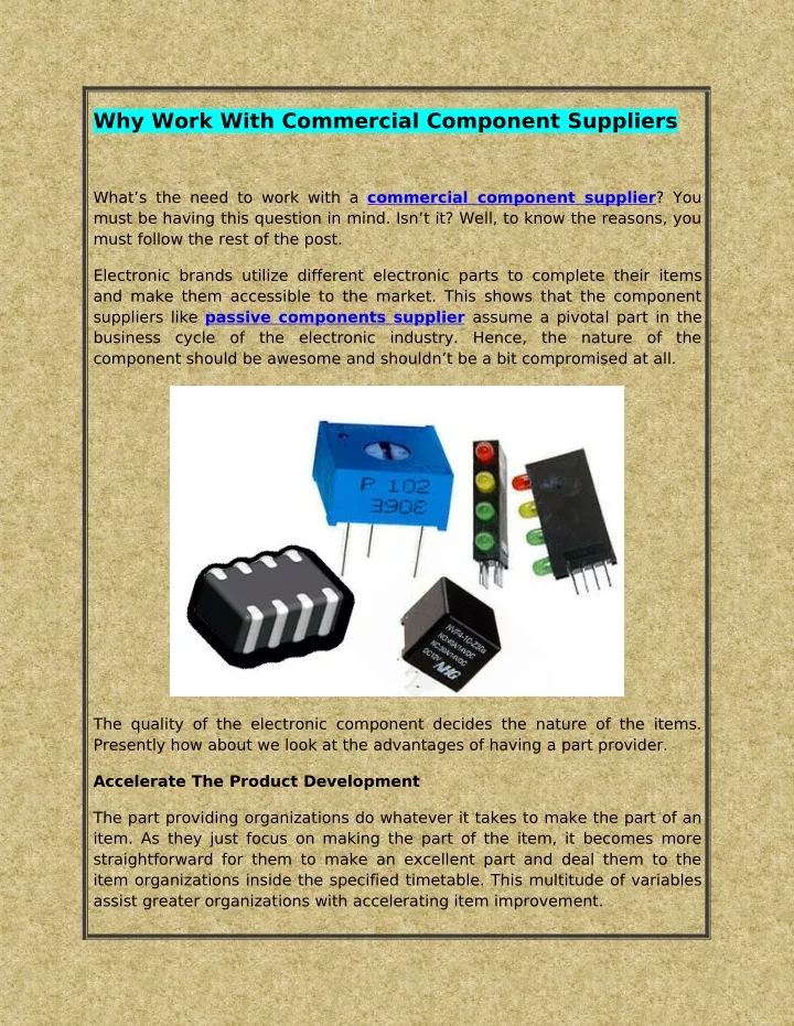 PPT - Why Work With Commercial Component Suppliers PowerPoint ...