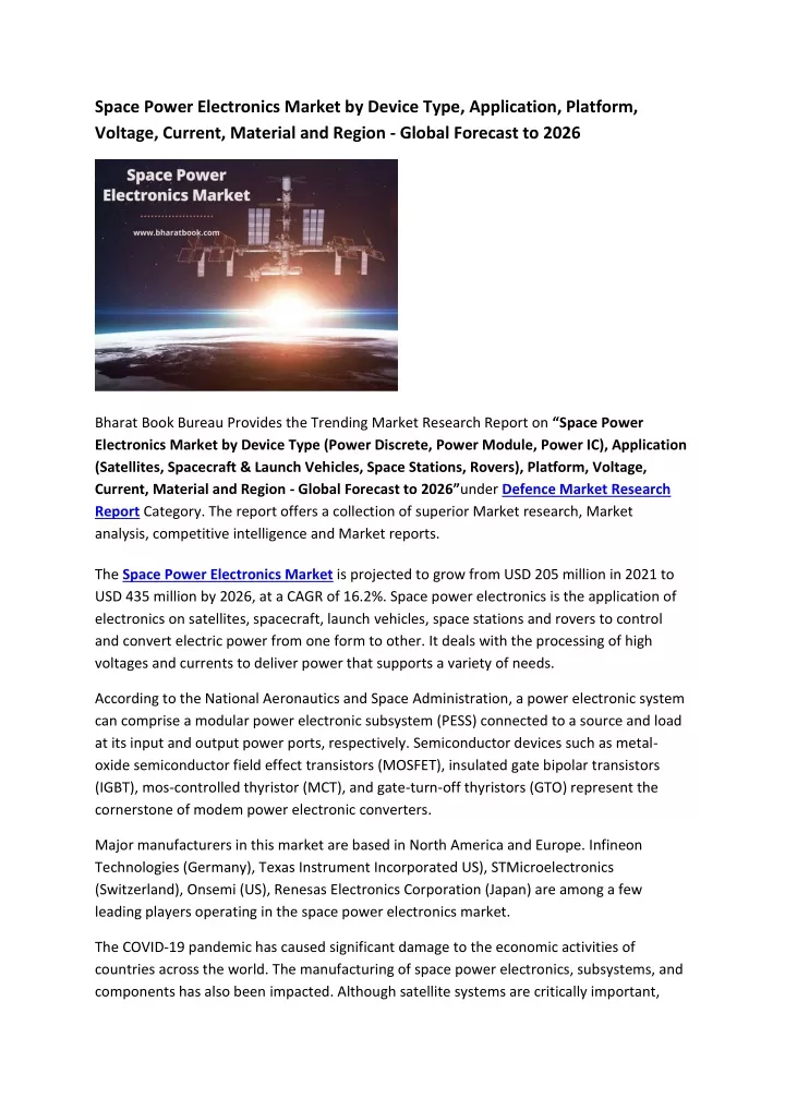 PPT - Global Space Power Electronics Market Research Report 2021-2026 ...