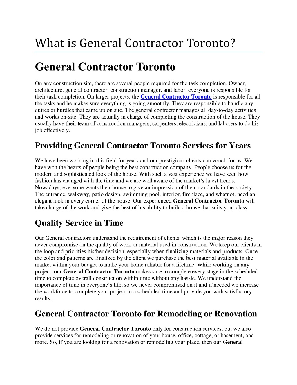 PPT - Hire General contractor Toronto to remodel your place today ...