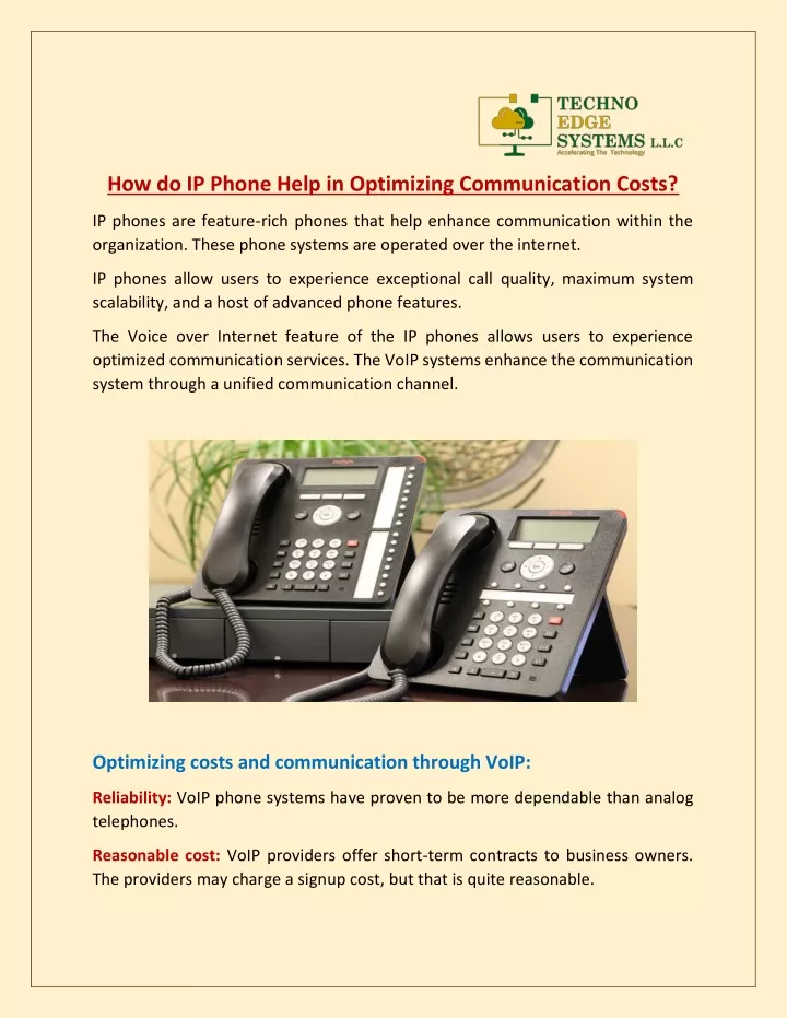 PPT - How do IP Phone Help in Optimizing Communication Costs ...