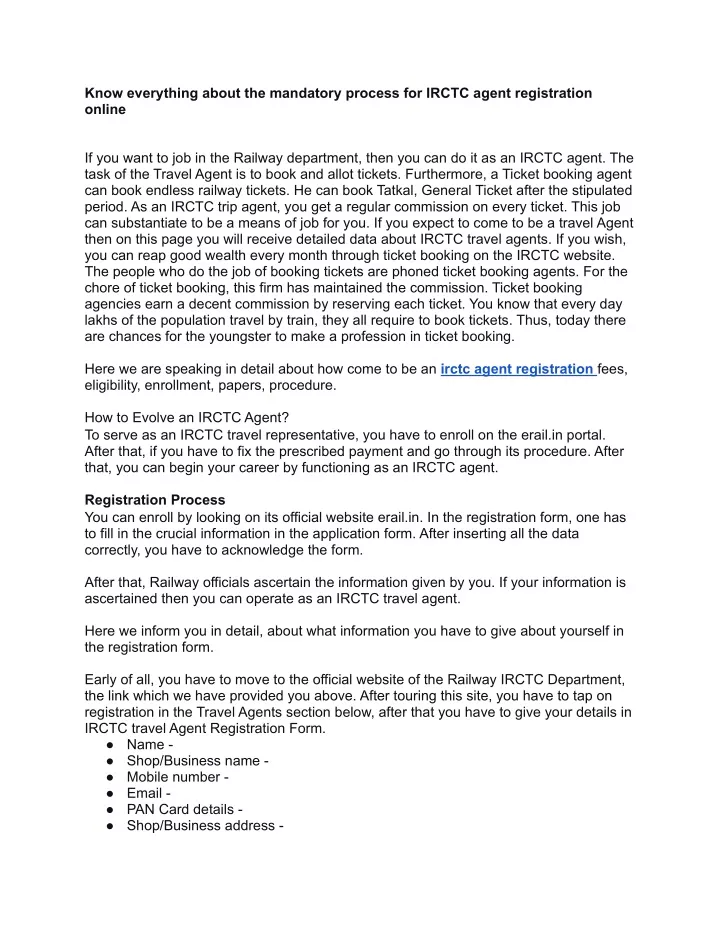 PPT - Know everything about the mandatory process for IRCTC agent ...