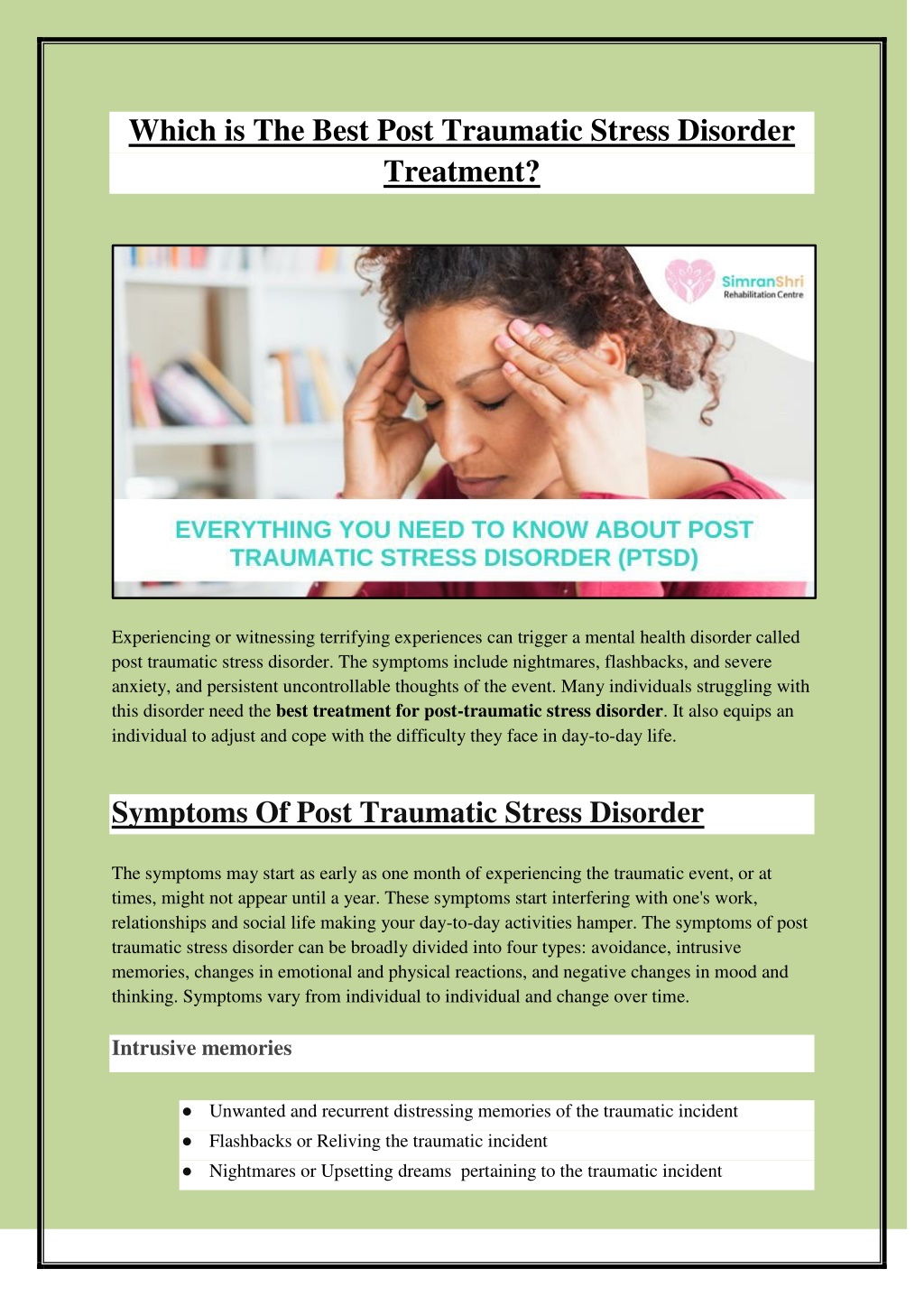 PPT - Which is The Best Post Traumatic Stress Disorder Treatment ...