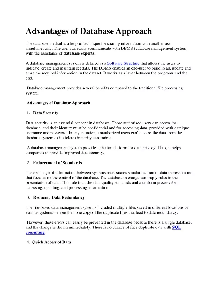 PPT - Advantages of Database Approach PowerPoint Presentation, free ...