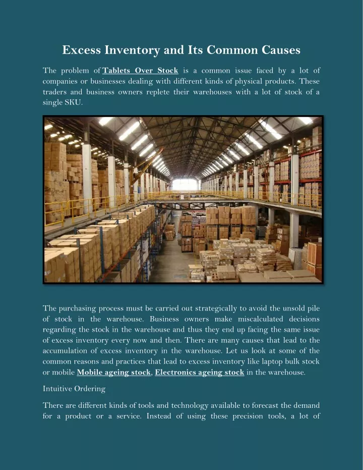 PPT - Excess Inventory and Its Common Causes PowerPoint Presentation ...