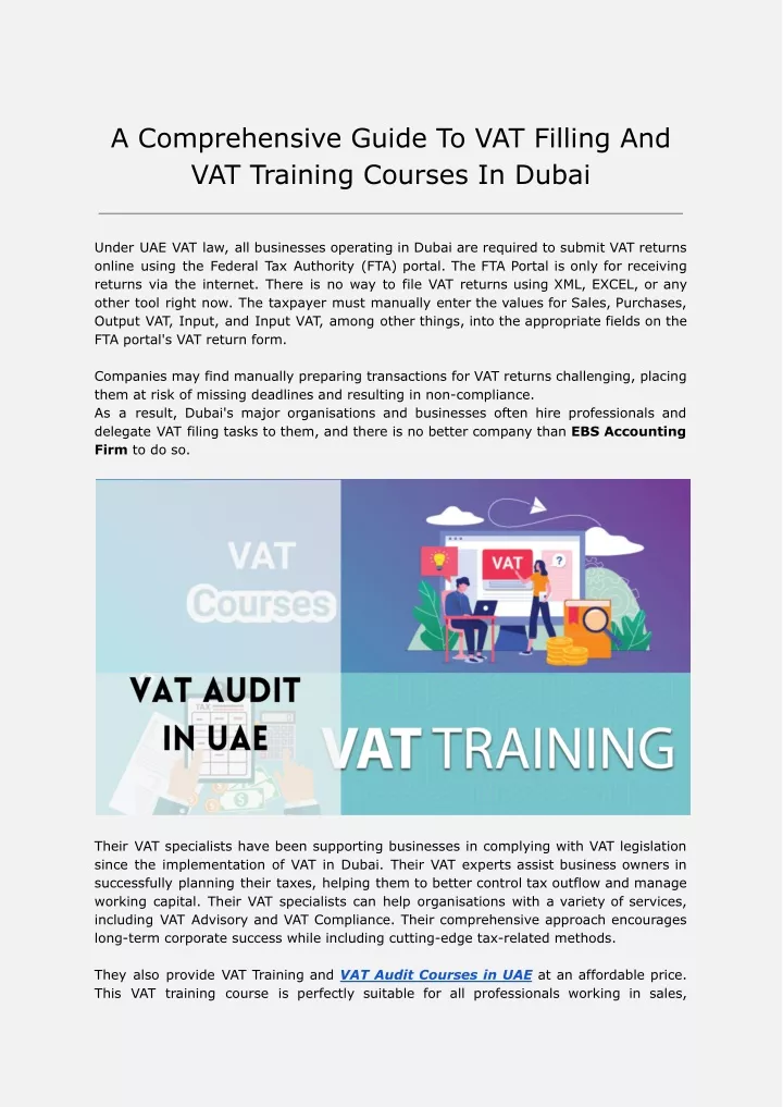 PPT - A Comprehensive Guide To VAT Filling And VAT Training Courses In ...