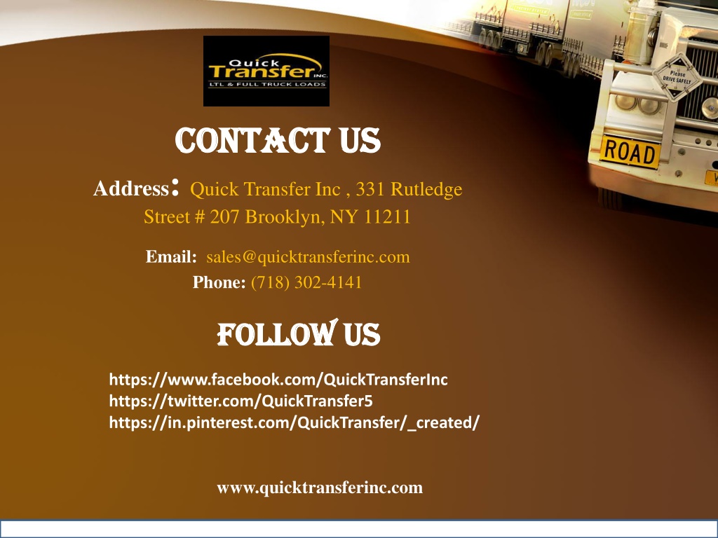 PPT - Quick Transfer Inc : The Best Trucking Services Company In the ...