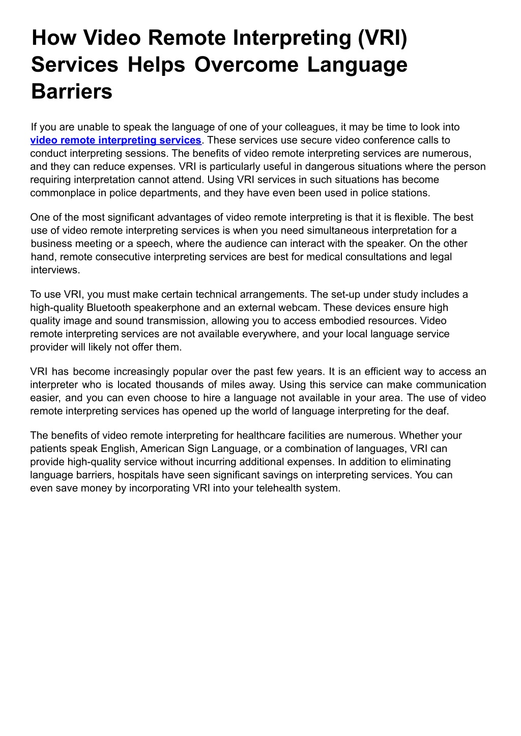 PPT - HOW VIDEO REMOTE INTERPRETING SERVICES HELP OVERCOME LANGUAGE ...