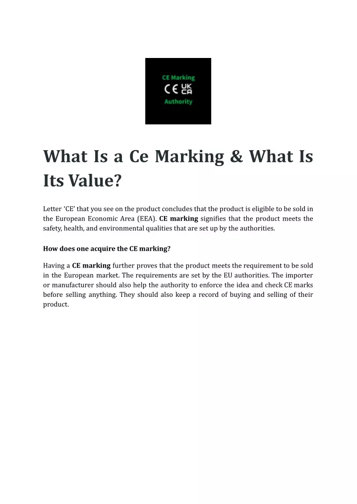 PPT - What Is a Ce Marking & What Is Its Value? PowerPoint Presentation ...