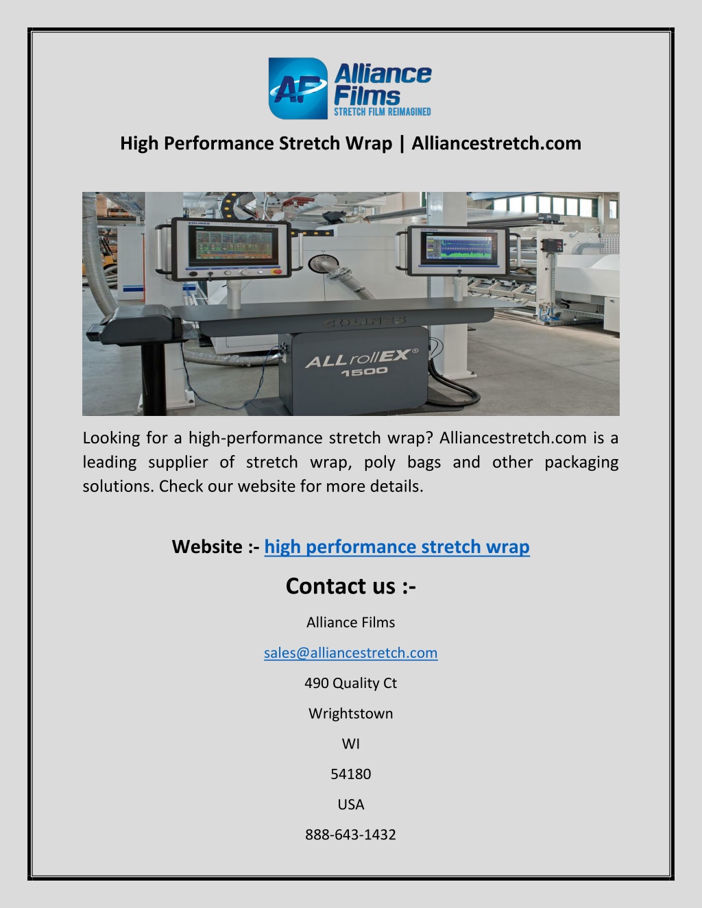 PPT - High Performance Stretch Wrap | Alliancestretch.com PowerPoint ...