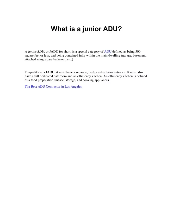 PPT - What is a junior ADU PowerPoint Presentation, free download - ID ...