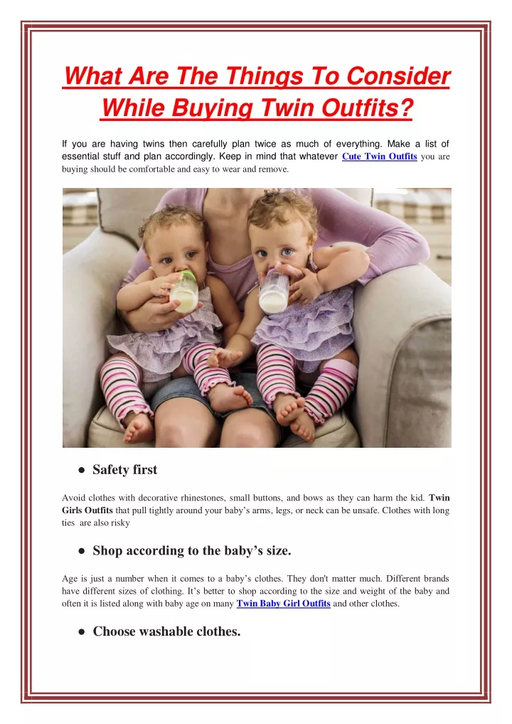 Ppt What Are The Things To Consider While Buying Twin Outfits