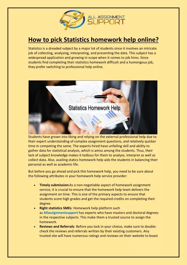 PPT - How to pick Statistics homework help online? PowerPoint ...