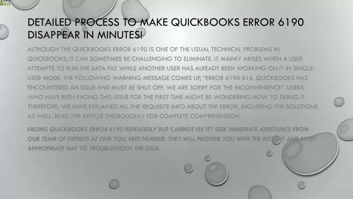 PPT - Easy ways to resolve QuickBooks Error 6190 PowerPoint ... PPT - Easy ways to resolve QuickBooks Error 6190 PowerPoint ...