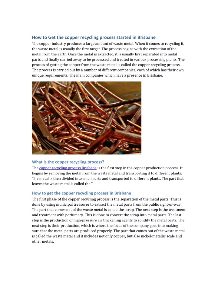 PPT - Copper Recycling Brisbane PowerPoint Presentation, free download ...
