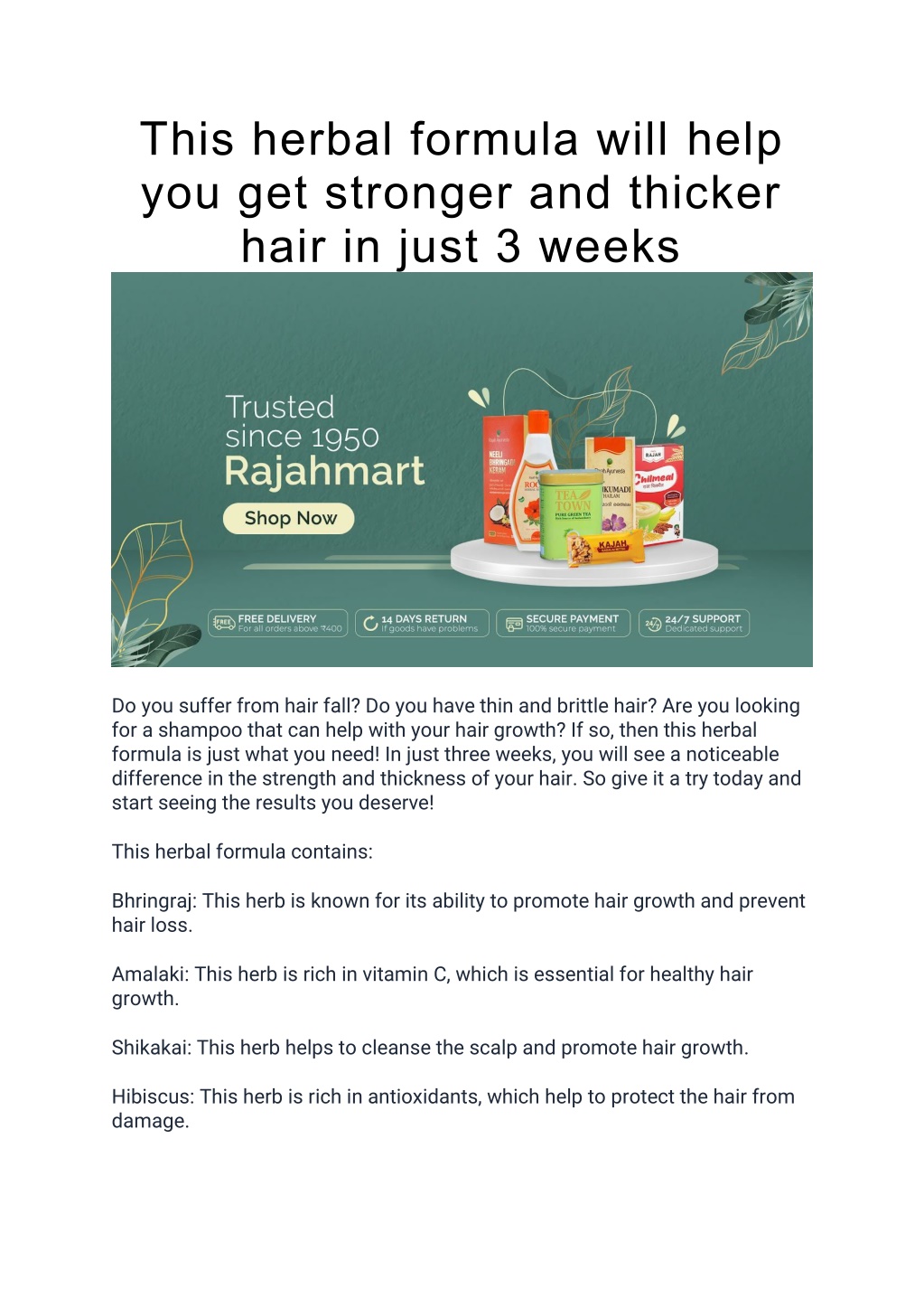 PPT - This herbal formula will help you get stronger and thicker hair ...