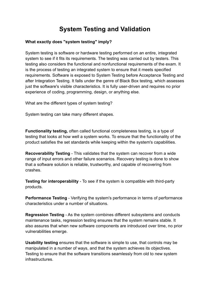 PPT - System Testing and Validation PowerPoint Presentation, free ...