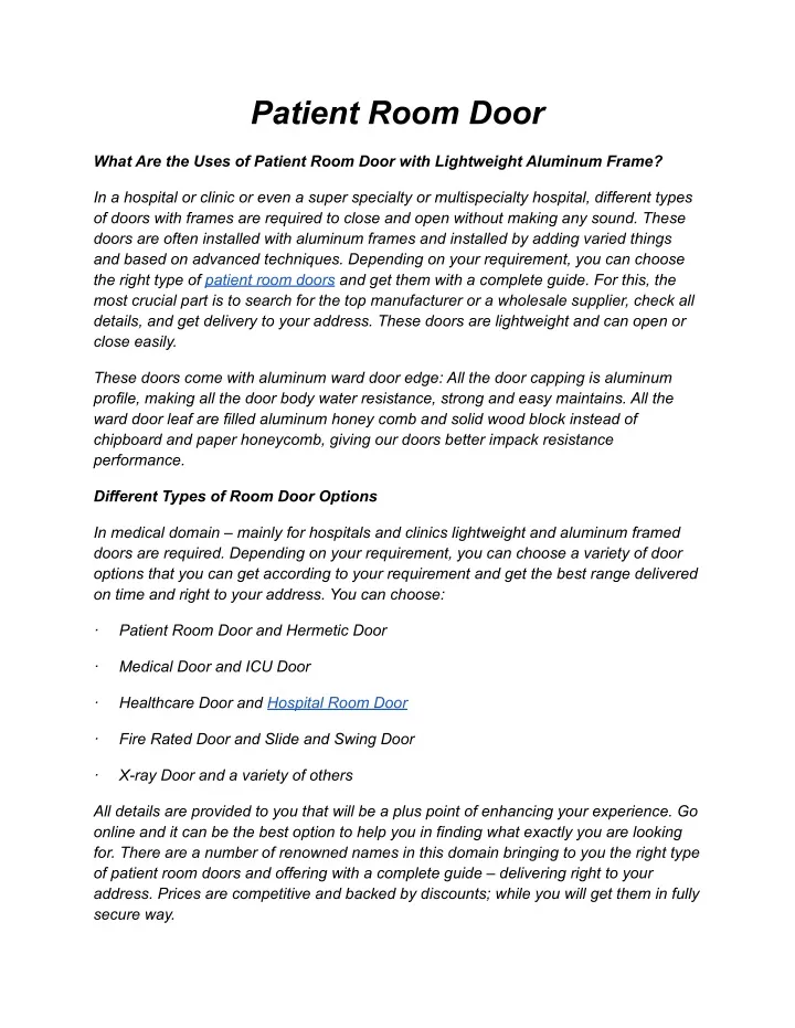 PPT - Patient Room Door PowerPoint Presentation, free download - ID ...