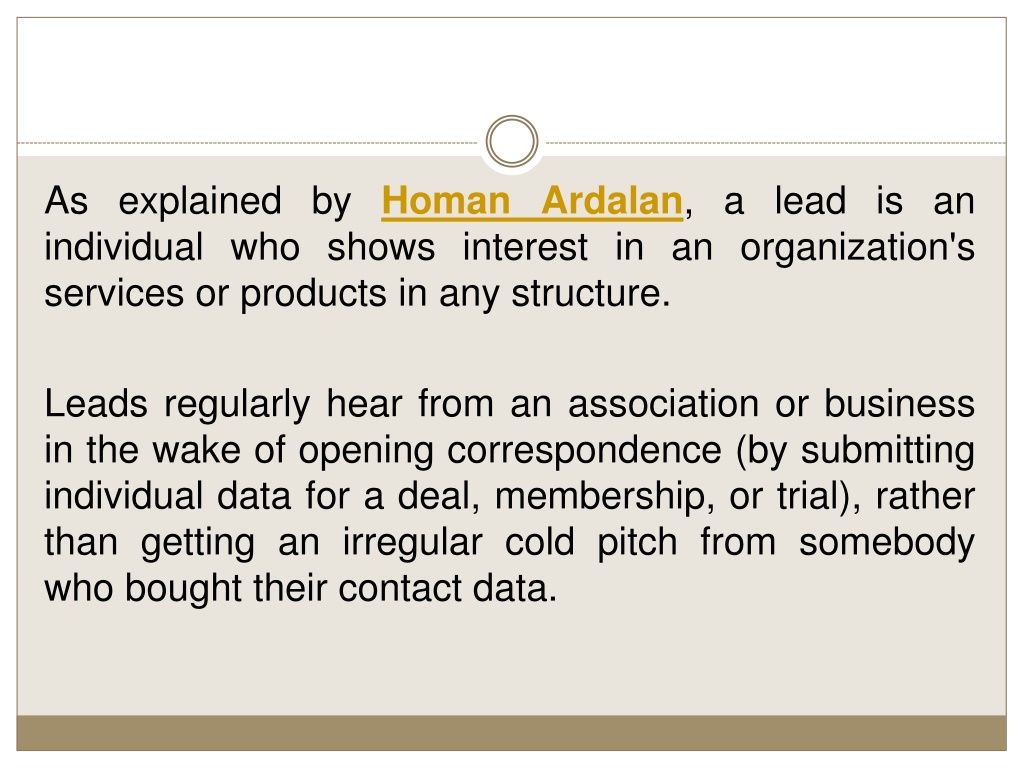 PPT - Homan Ardalan - What Are Leads And What Are The Ways To Track ...