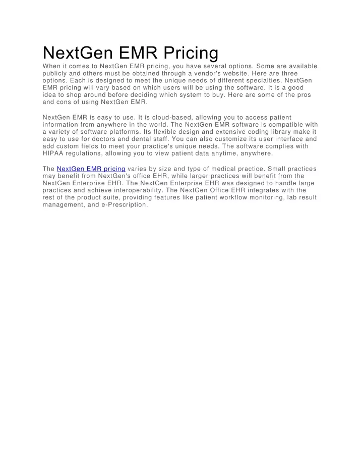 PPT - NextGen EMR Pricing PowerPoint Presentation, free download - ID ... PPT - NextGen EMR Pricing PowerPoint Presentation, free download - ID ...