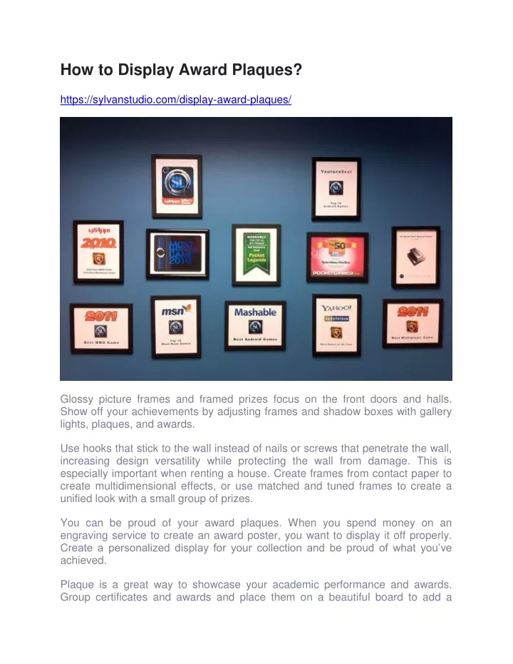PPT - How to Display Award Plaques PowerPoint Presentation, free ...