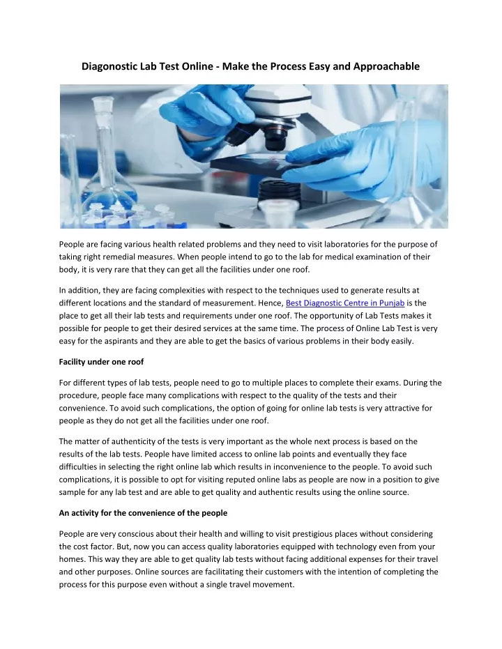 PPT - Diagonostic Lab Test Online - Make the Process Easy and ...