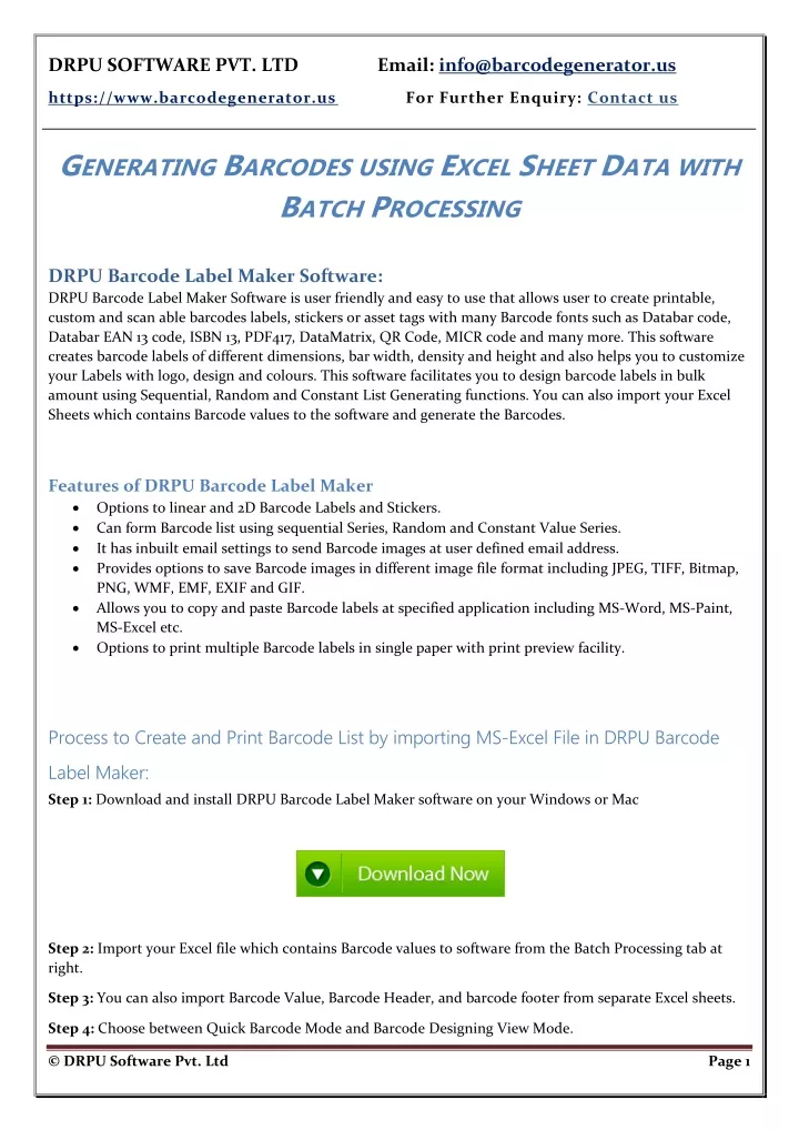 PPT - Generating Barcodes using Excel Sheet Data with Batch Processing ...