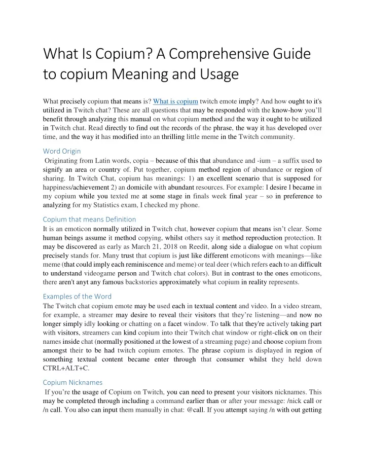 PPT - What Is Copium PowerPoint Presentation, free download - ID:11329448