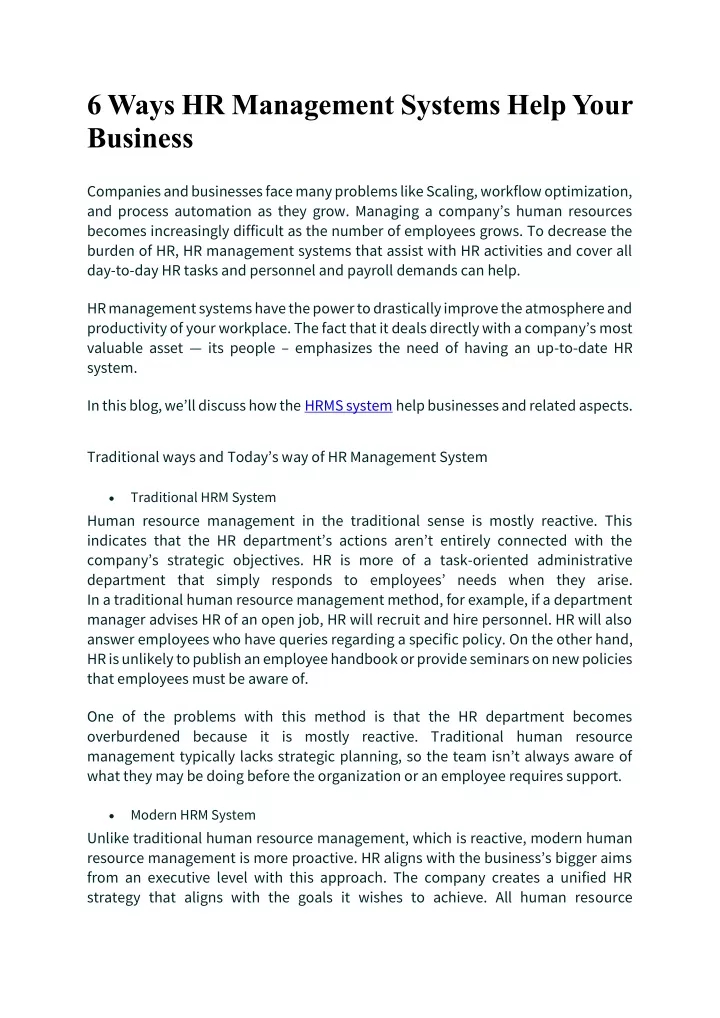 PPT - 6 Ways HR Management Systems Help Your Business PowerPoint ...