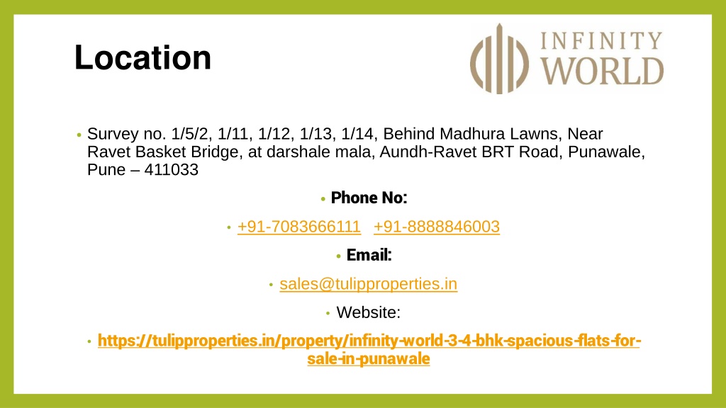 PPT - Flats for sale near hanging bridge Ravet Pune at infinity world ...