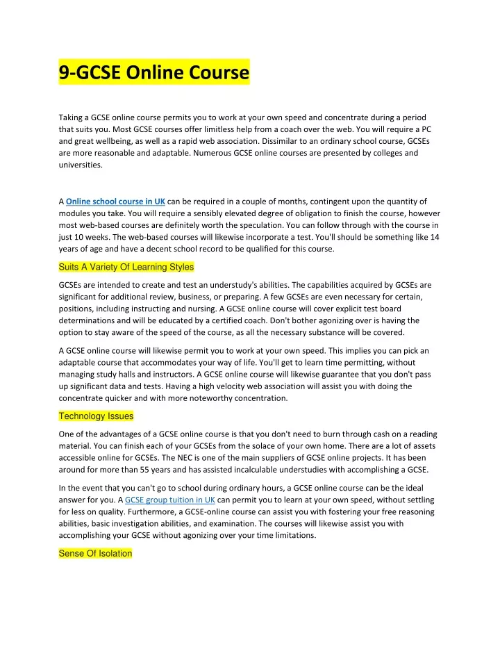 PPT - GCSE Online Course PowerPoint Presentation, free download - ID ...
