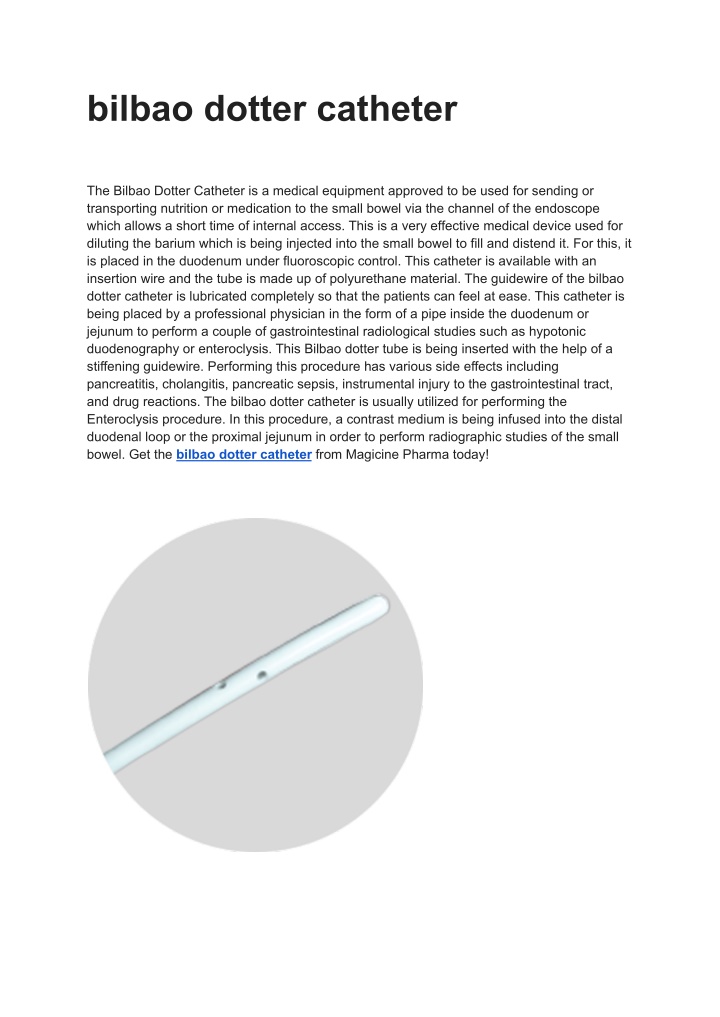 PPT - bilbao dotter catheter-biopsy needle price PowerPoint ...