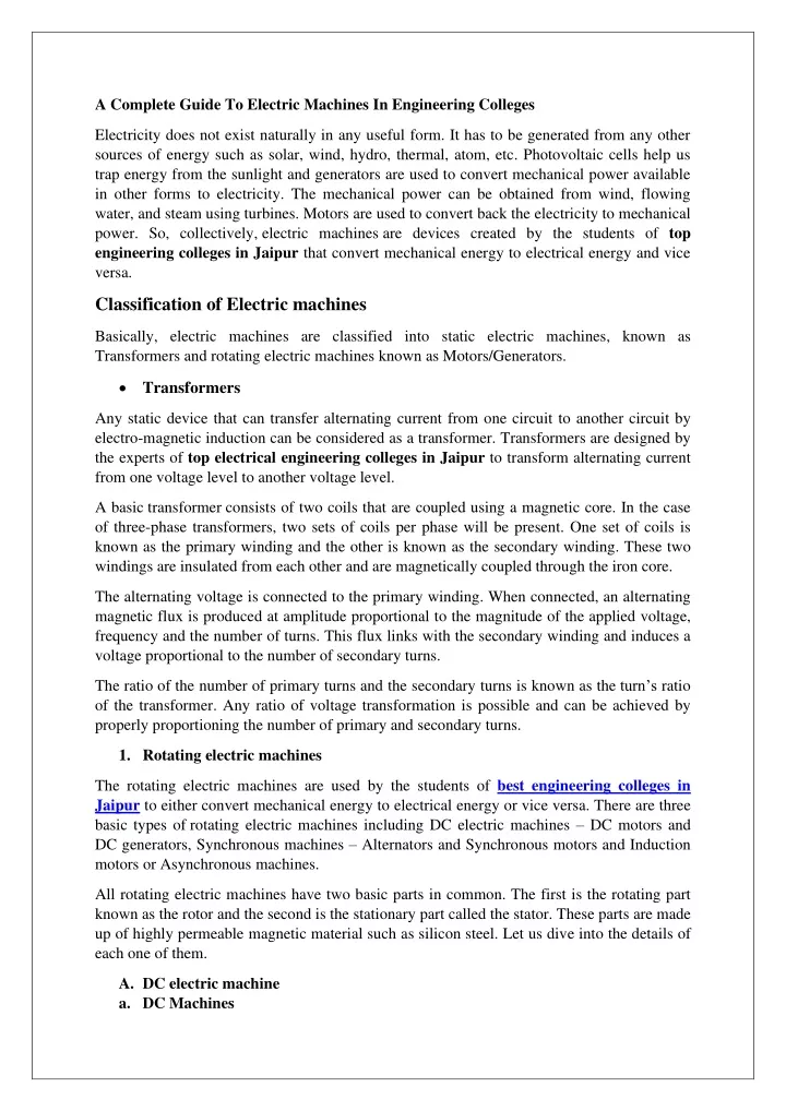 PPT - A Complete Guide To Electric Machines In Engineering Colleges ...