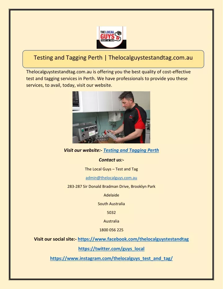 PPT - Testing and Tagging Perth | Thelocalguystestandtag.com.au ...