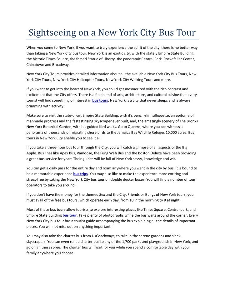 Ppt Sightseeing On A New York City Bus Tour Powerpoint Presentation Free Download Id11336743