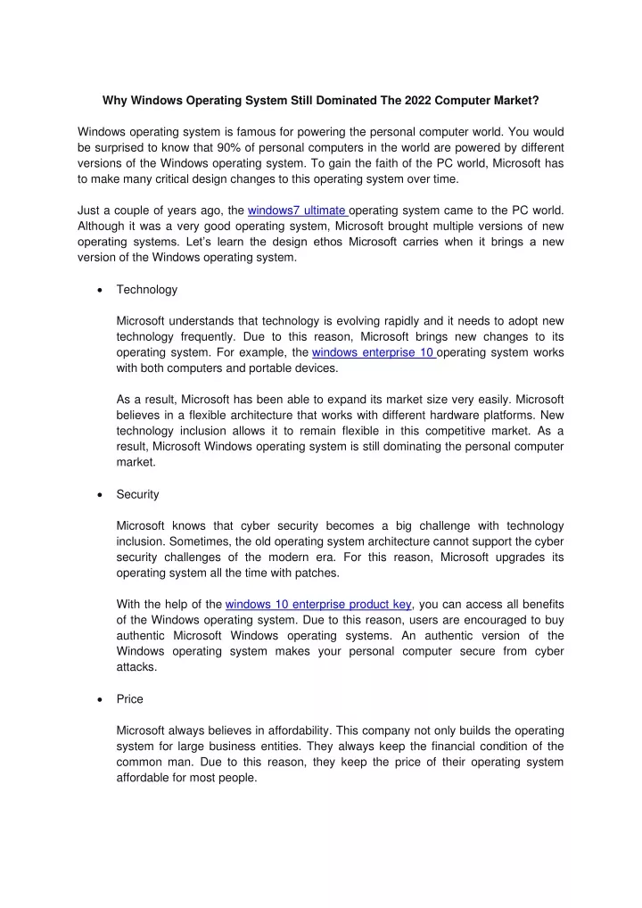 PPT - Why Windows Operating System Still Dominated The 2022 Computer ...