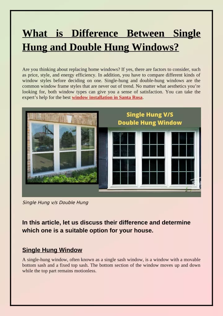 PPT - Single Hung And Double hung Windows PowerPoint Presentation, free ...