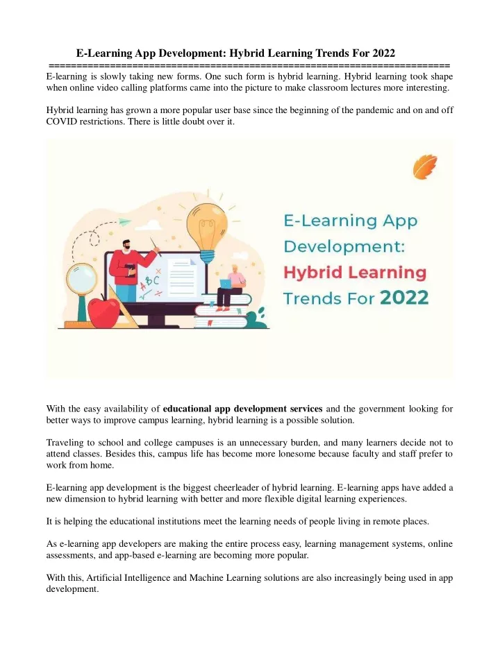 PPT - E-Learning App Development Hybrid Learning Trends For 2022 PowerPoint Presentation - ID ...
