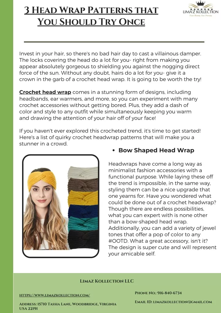 PPT - 3 Head Wrap Patterns That You Should Try Once | Limaz Kollection ...